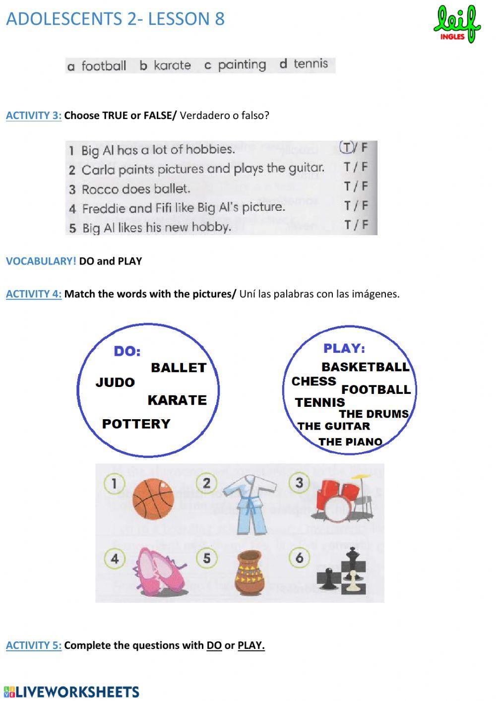 Adolescents 2- lesson 8 worksheet | Live Worksheets