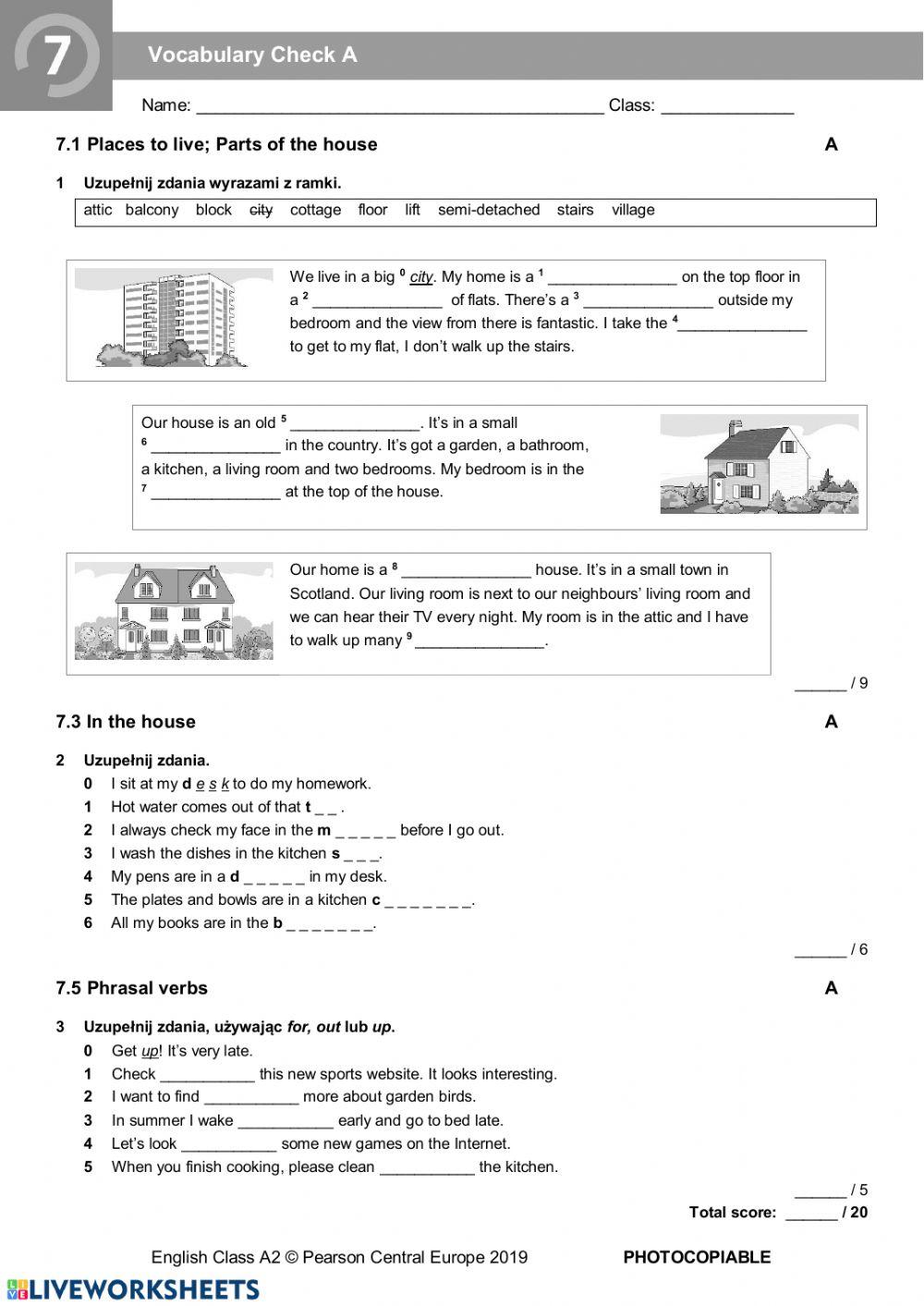 English class A2 vocabulary unit 7 quiz online exercise for | Live ...