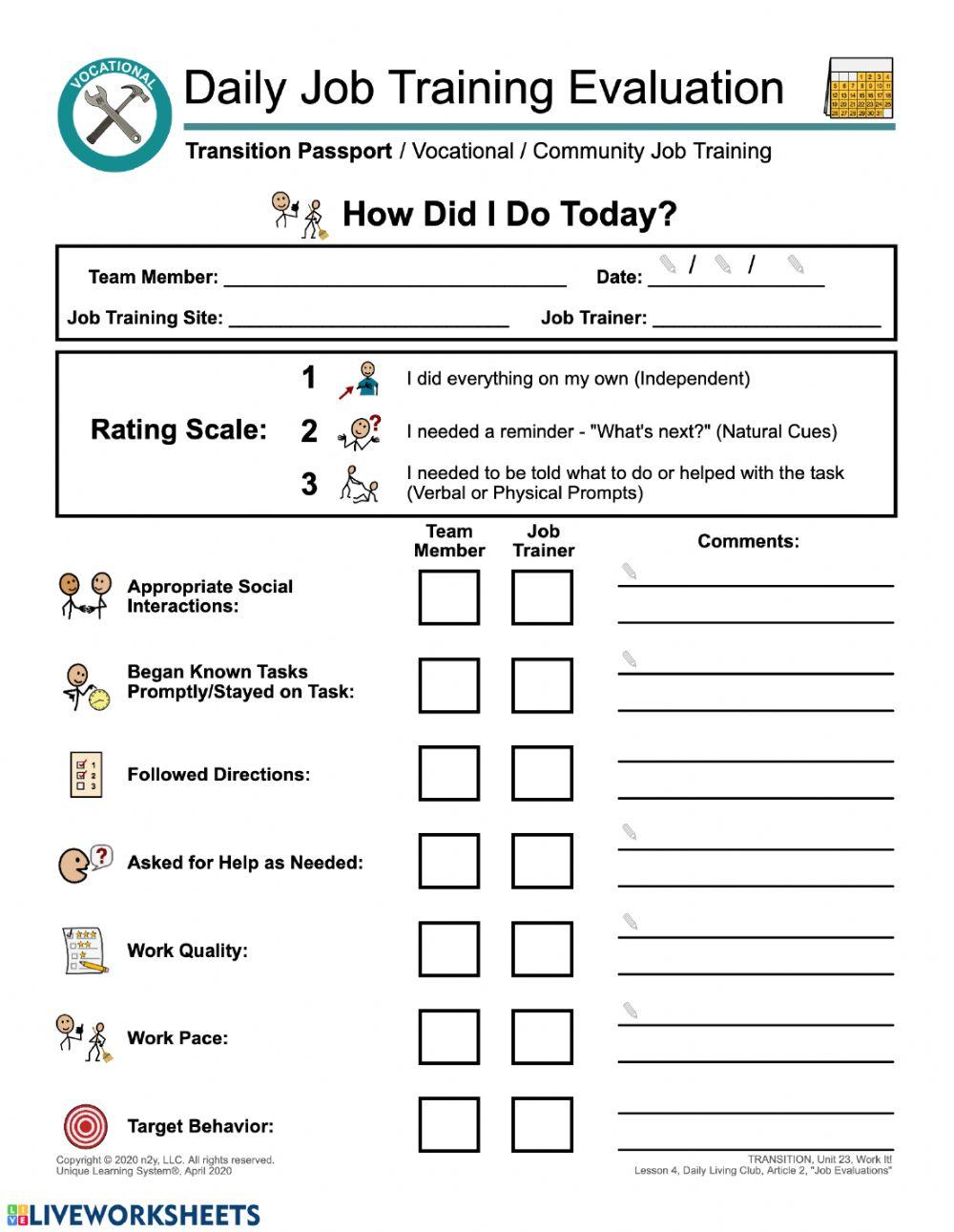 Job Evaluation online exercise for | Live Worksheets