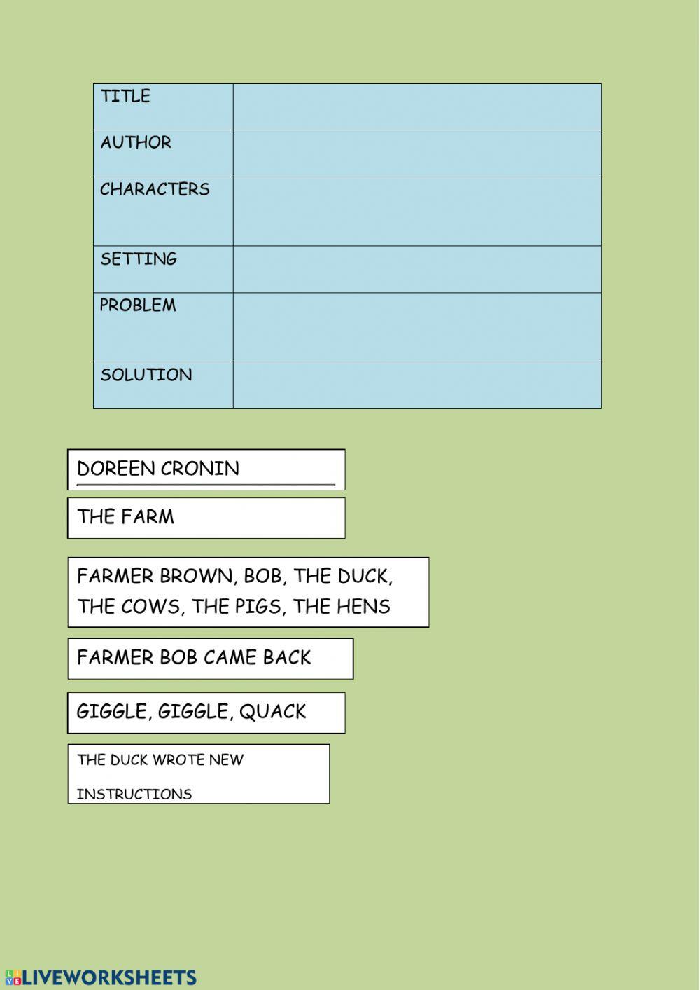 Giggle, giggle, quack worksheet | Live Worksheets
