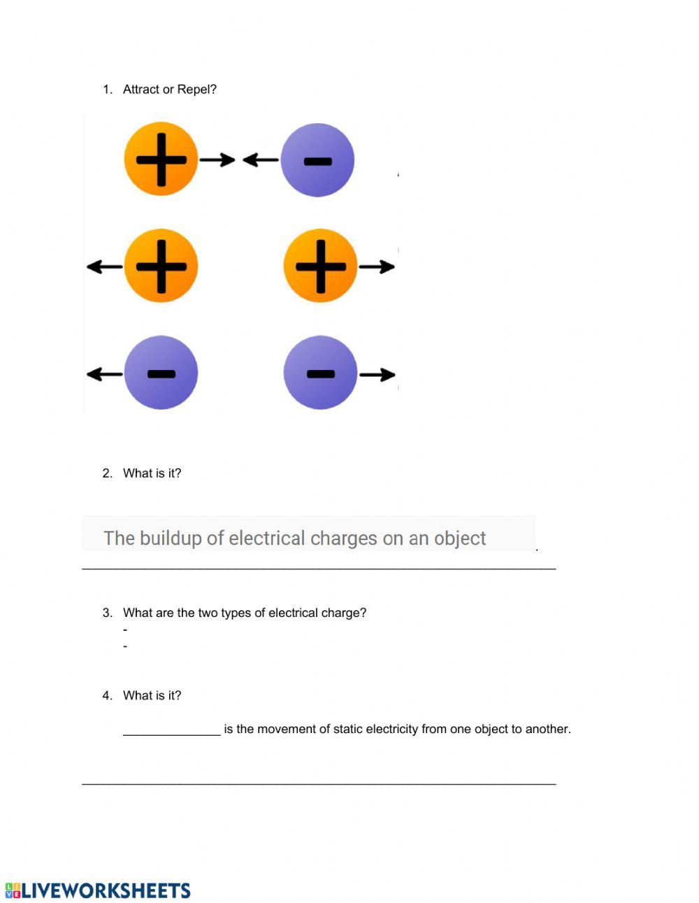 Electricity | Free Interactive Worksheets | 102372