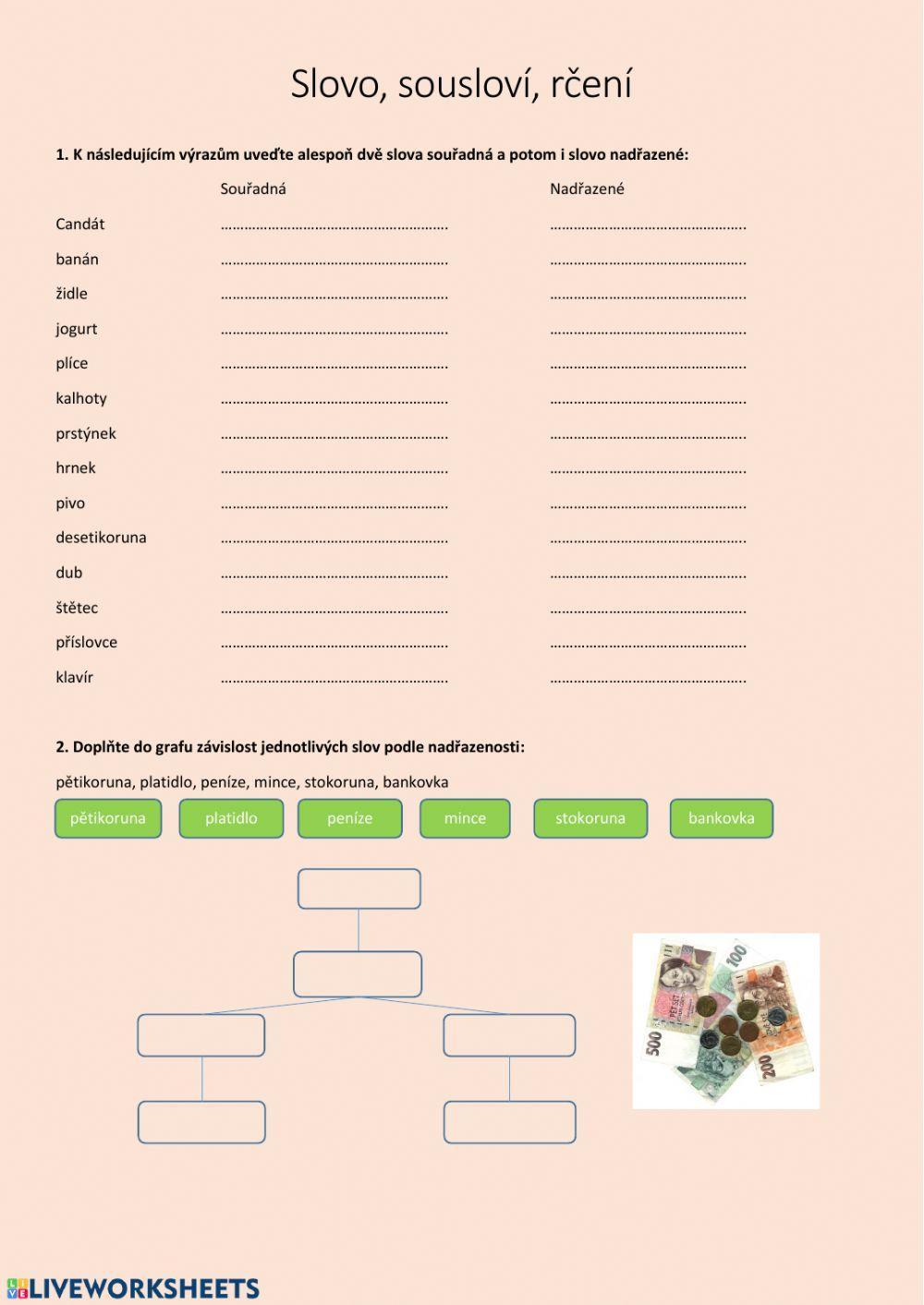 Slovo, sousloví… | Free Interactive Worksheets | 115108