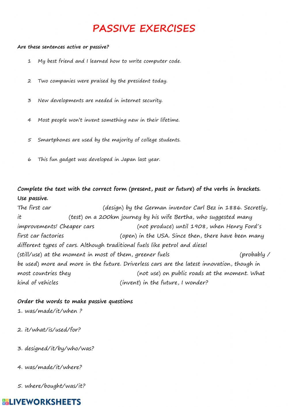 Passive interactive activity | Live Worksheets