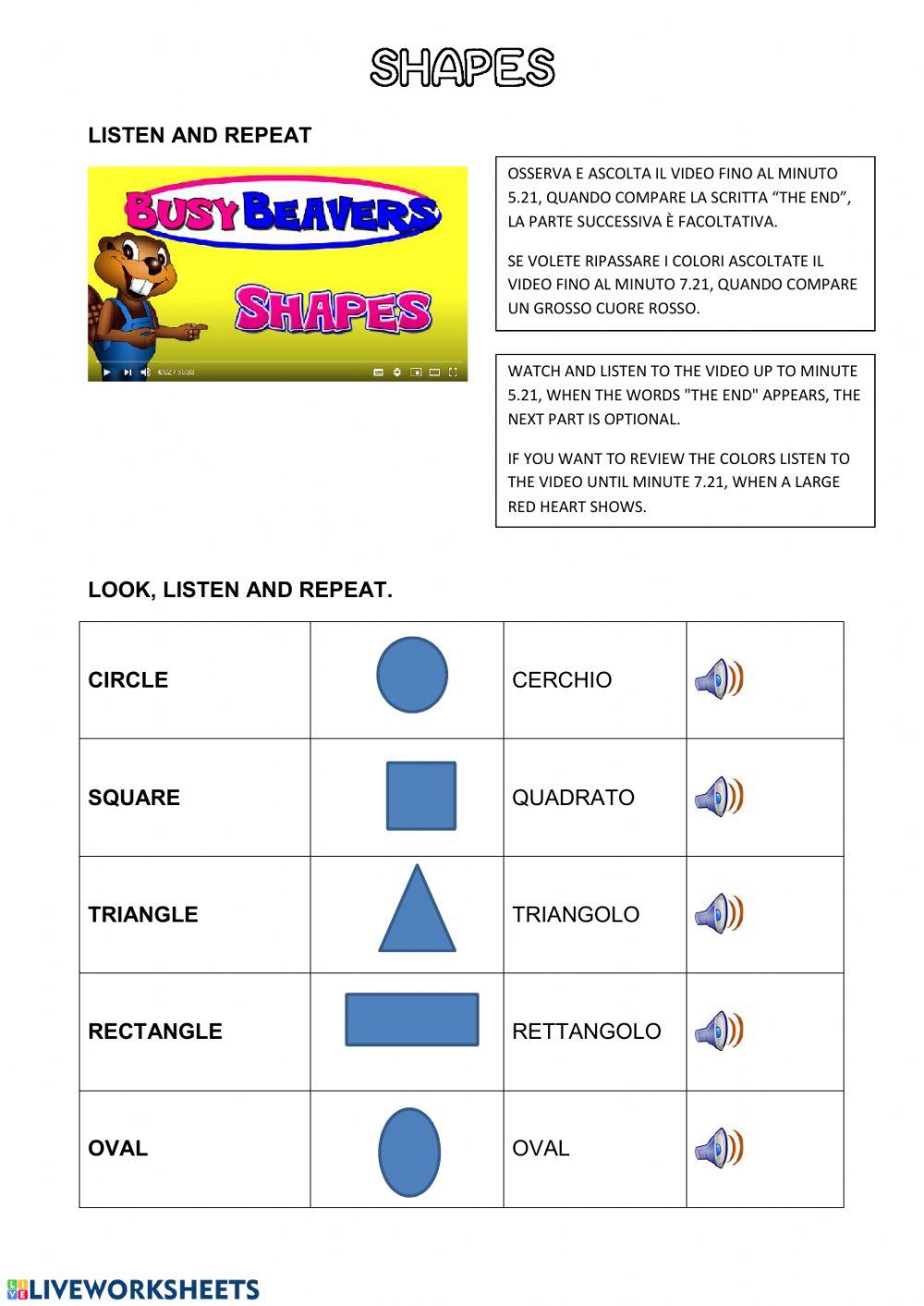 Shapes online practice | Live Worksheets