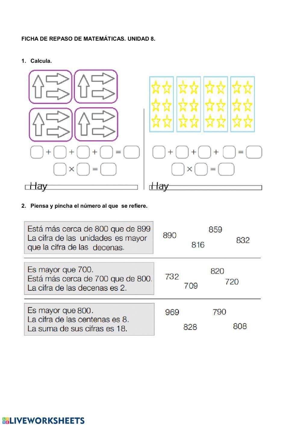 Repaso unidad 8 interactive worksheet | Live Worksheets
