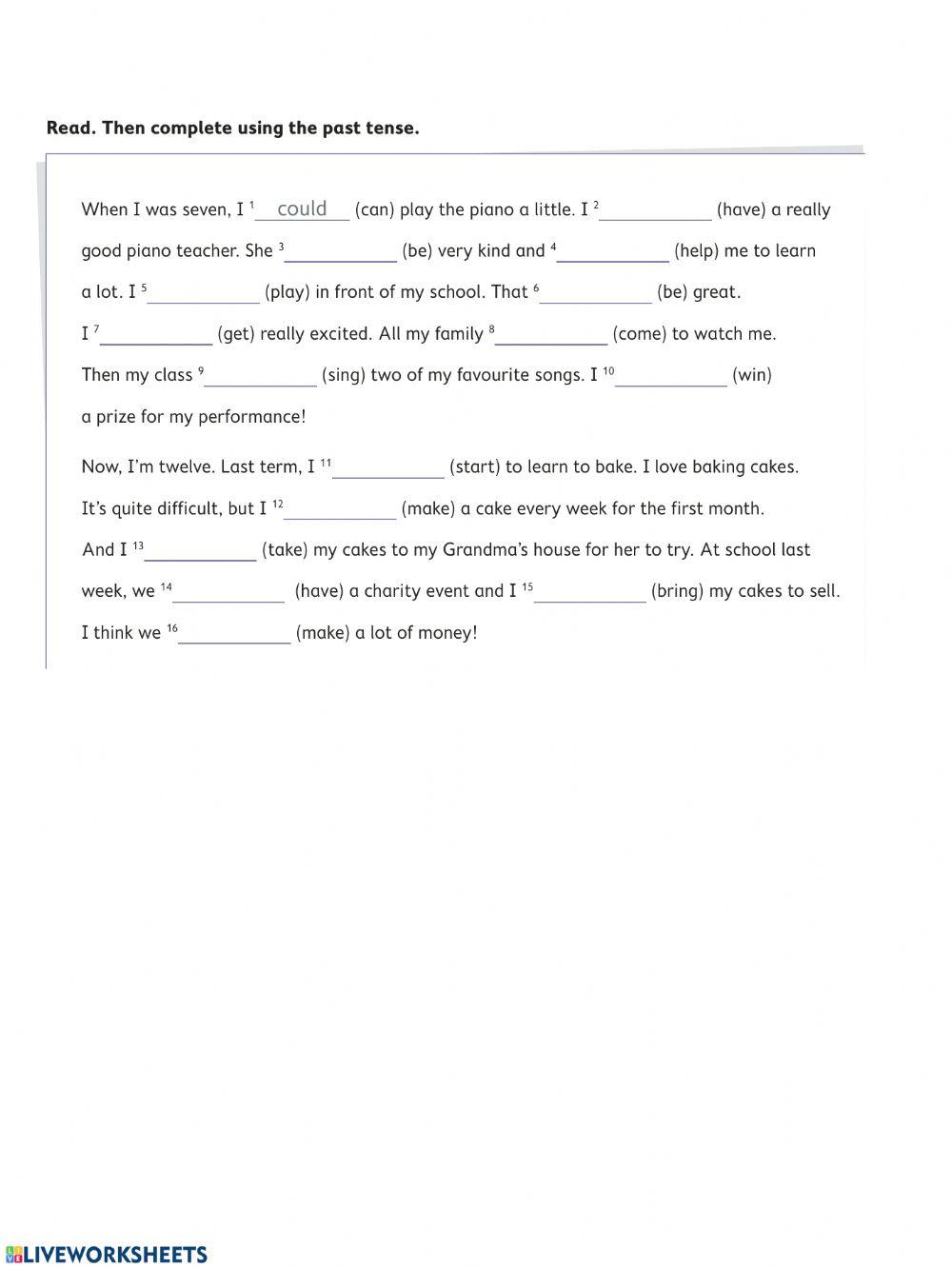 Past simple 5º … | Free Interactive Worksheets | 115746