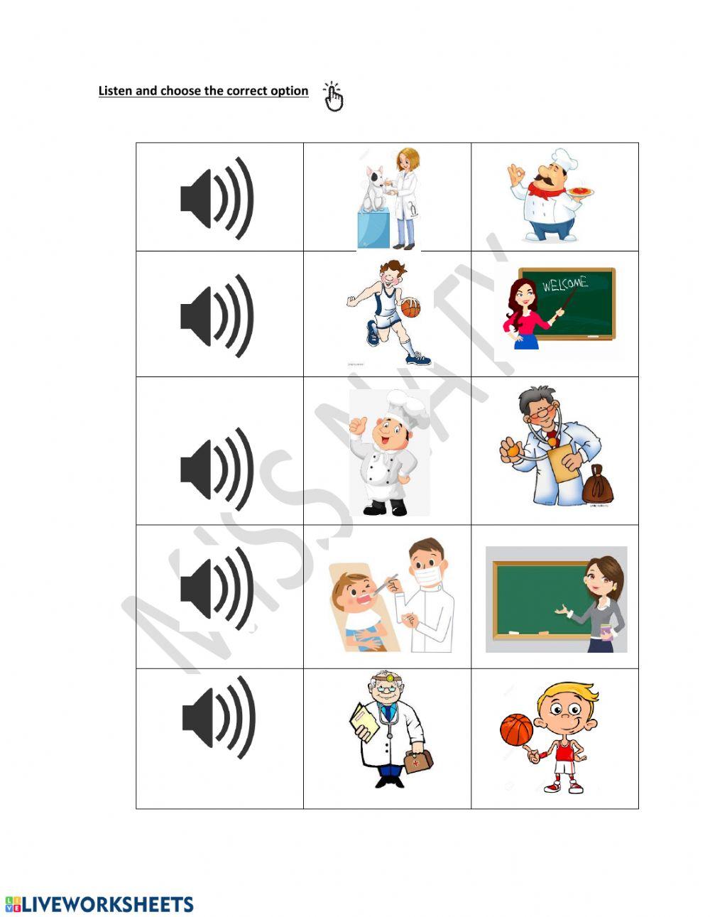 Jobs and occupations worksheet for primaria | Live Worksheets