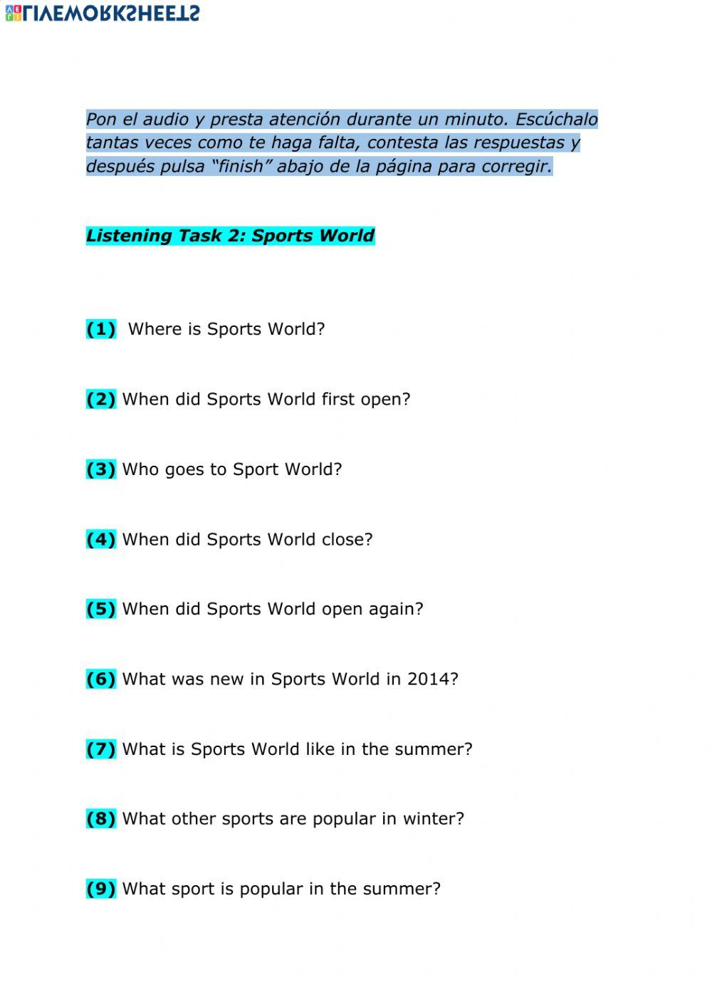 Trinity Task 2 - GESE 4 - Sports World 5504819 | Amanda
