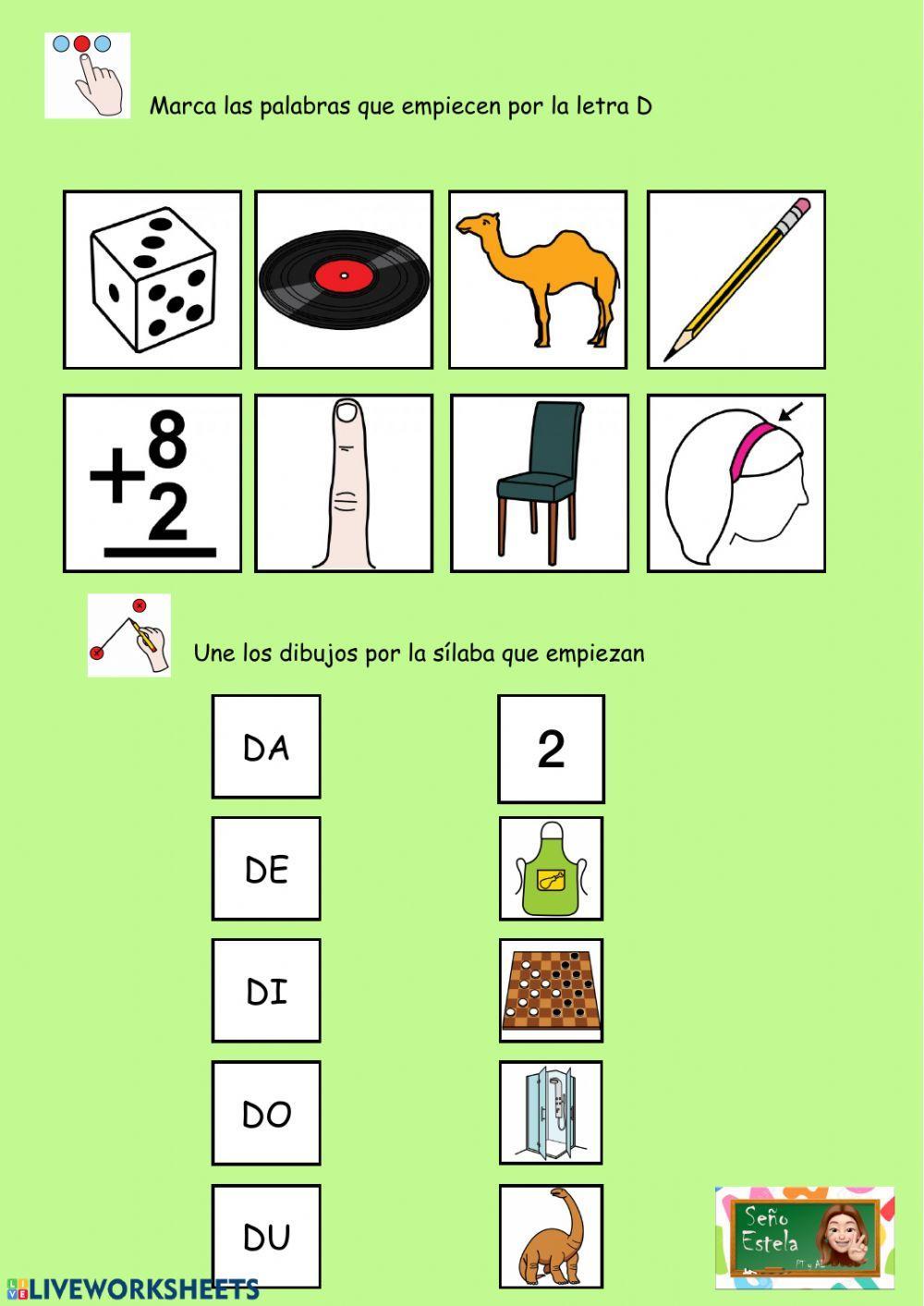 Letra D | Free Interactive Worksheets | 116380