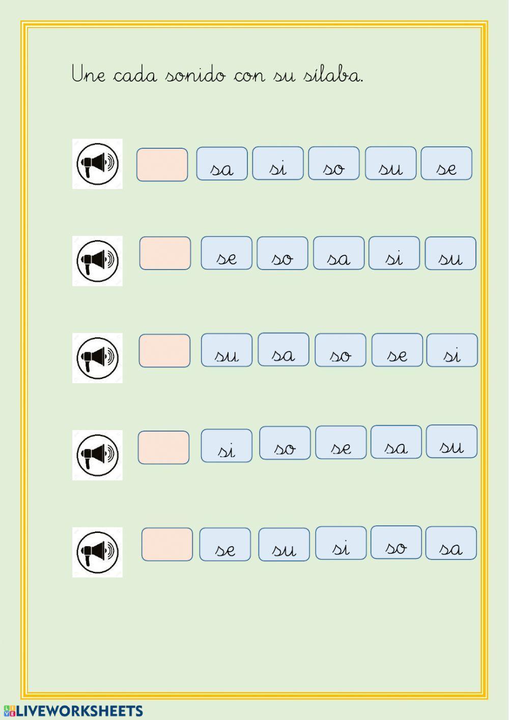 Sílabas sa, se … | Free Interactive Worksheets | 116453