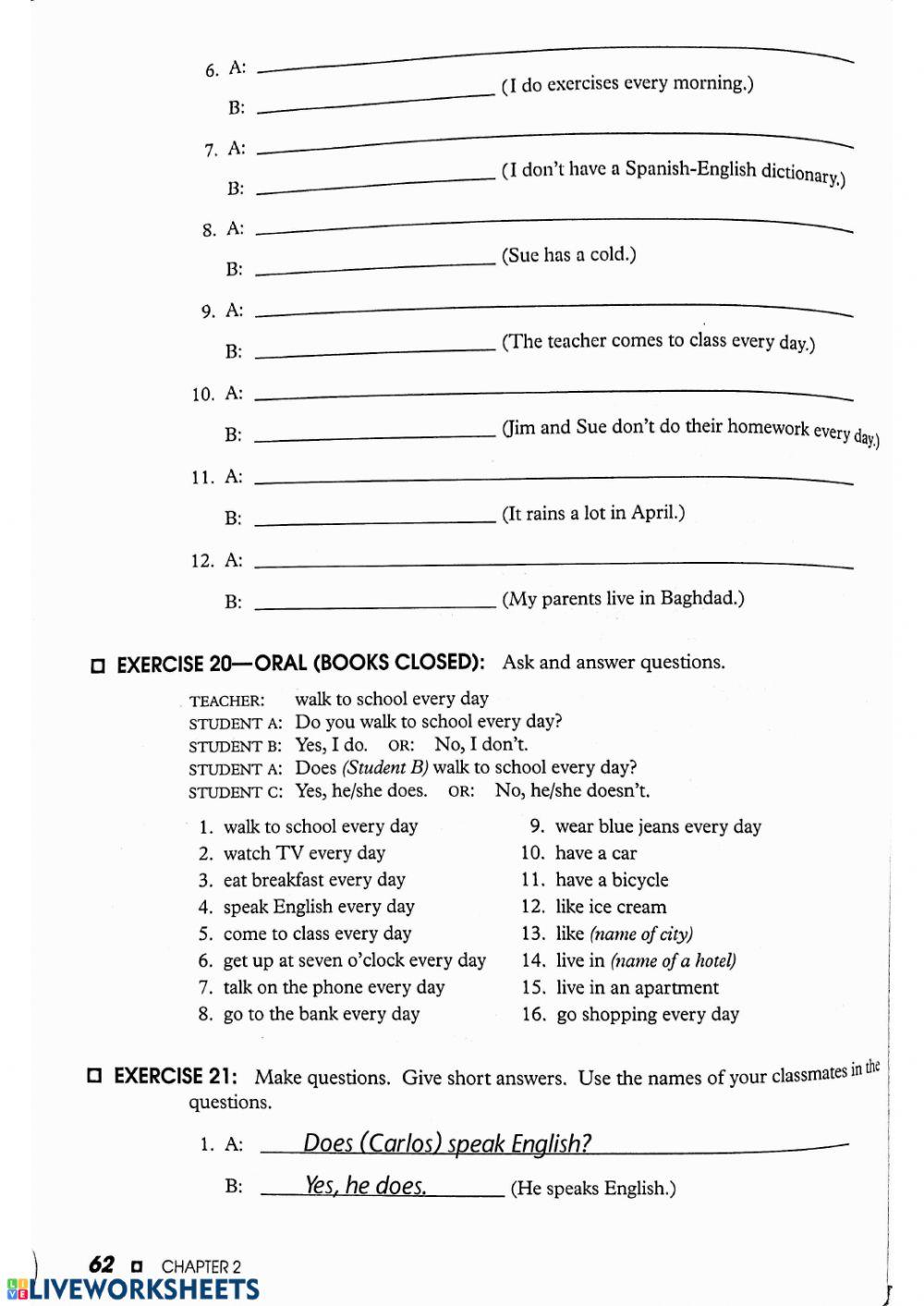 Simple present questions worksheet | Live Worksheets