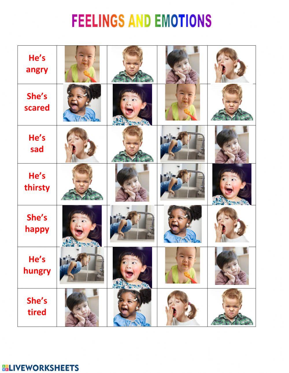 Feelings and emotions online exercise for | Live Worksheets