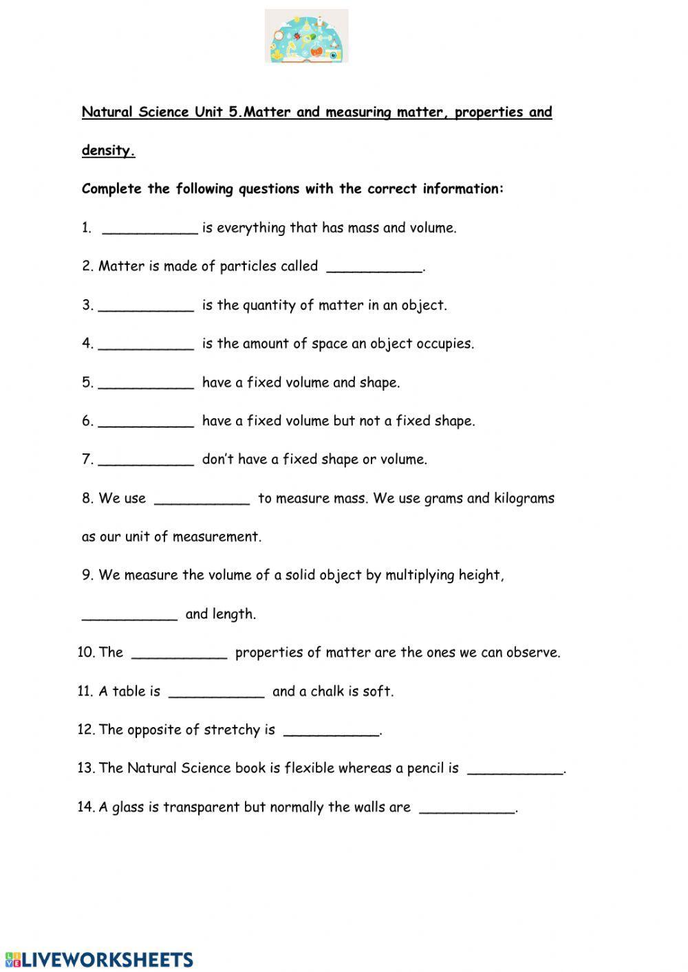 Natural Science UNIT 5 Test 1 116553 | ffernandez | Live