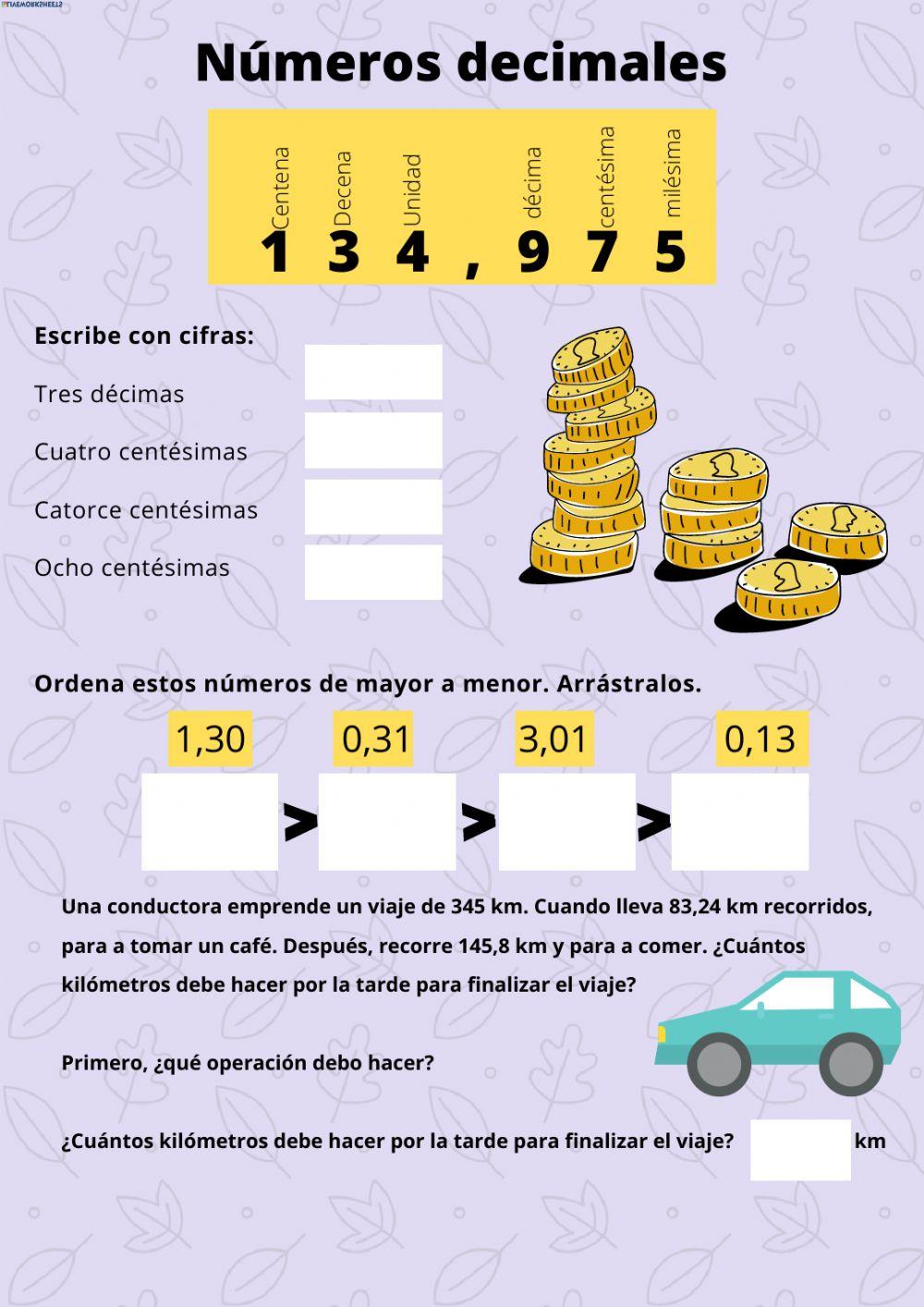 Números Decimales Online Exercise For 5º Primaria Live Worksheets