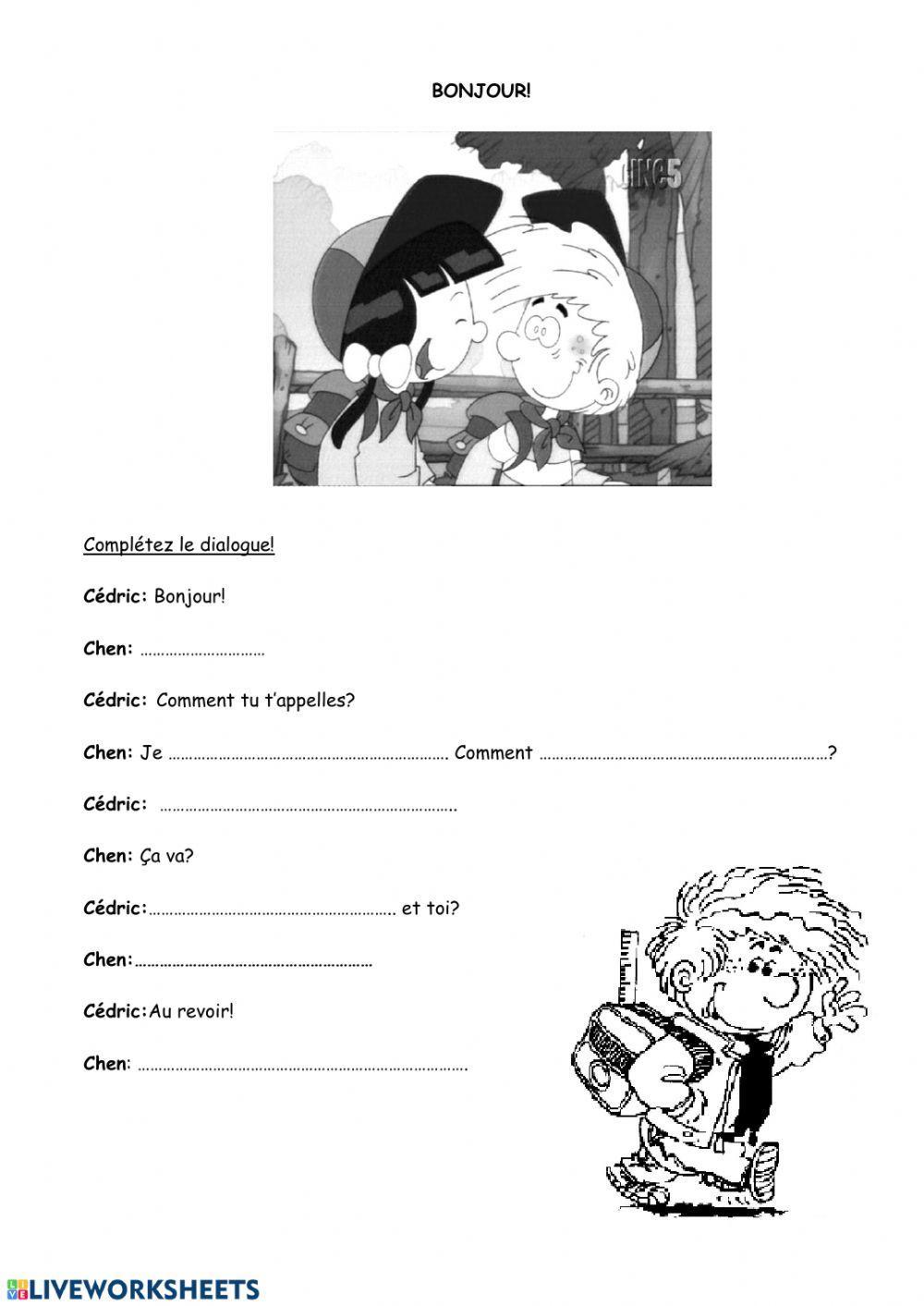 Bonjour! | Free Interactive Worksheets | 117800