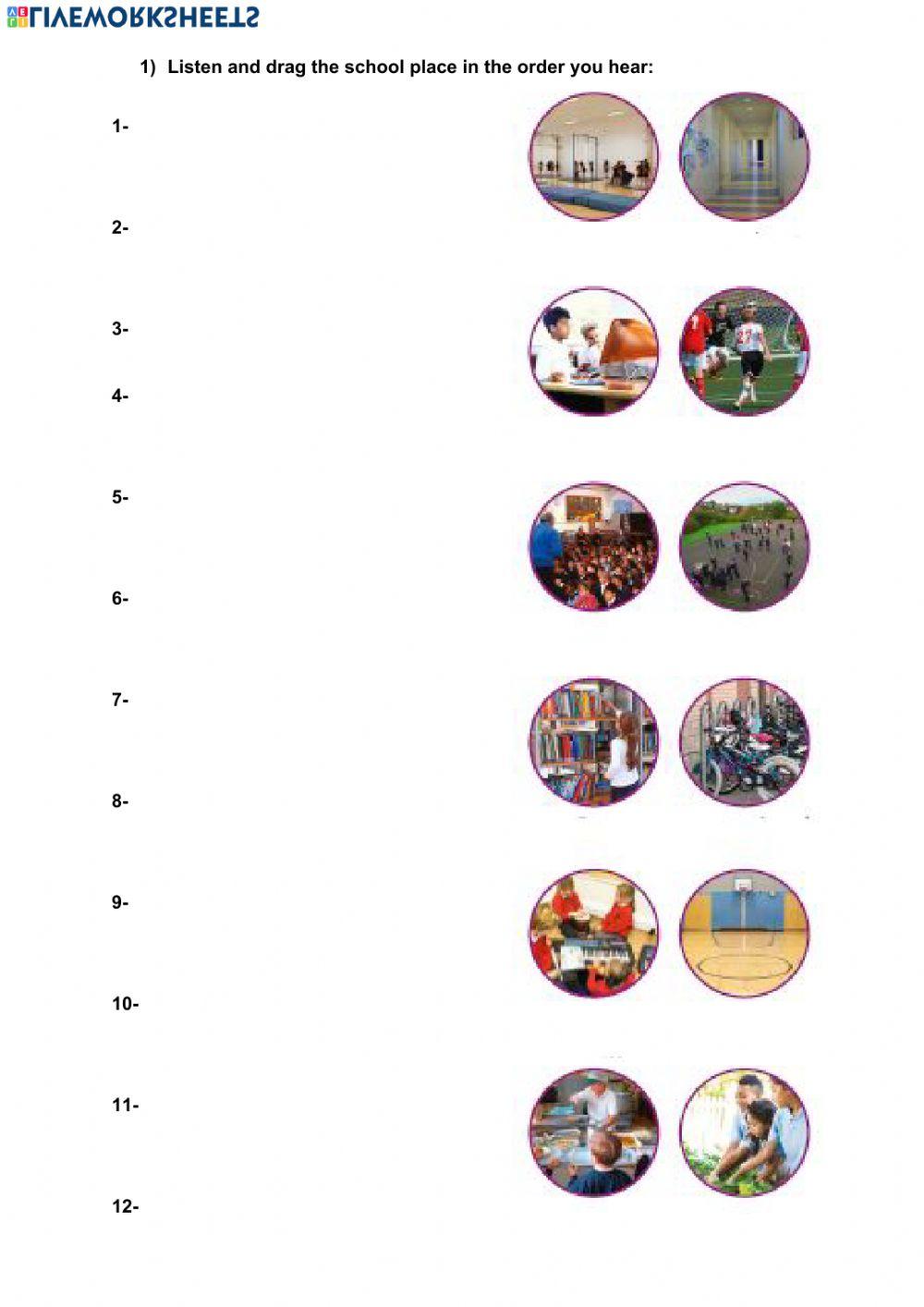 Places in my school online worksheet | Live Worksheets