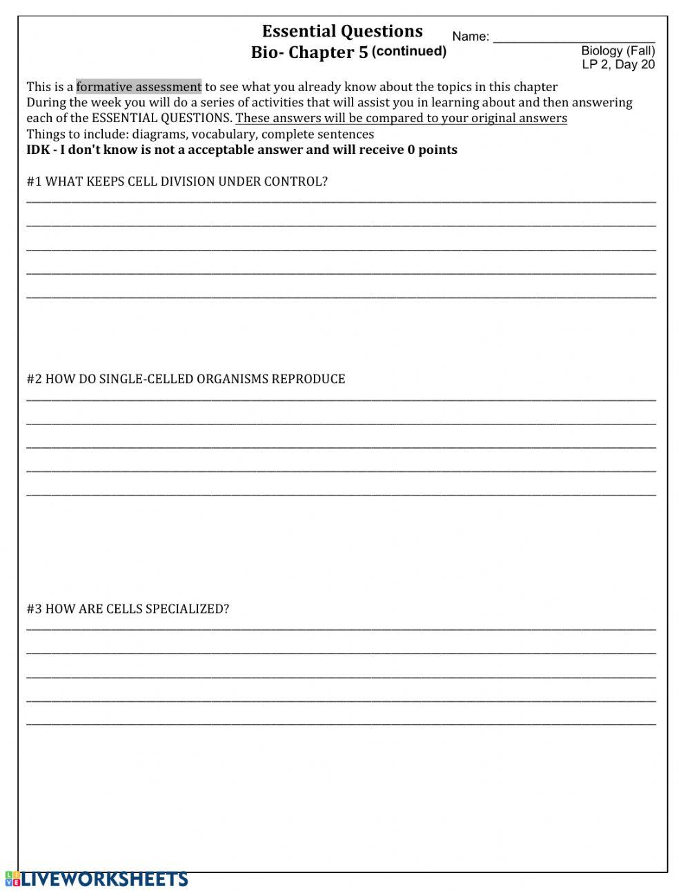Biology LP 2 D 20 worksheet | Live Worksheets