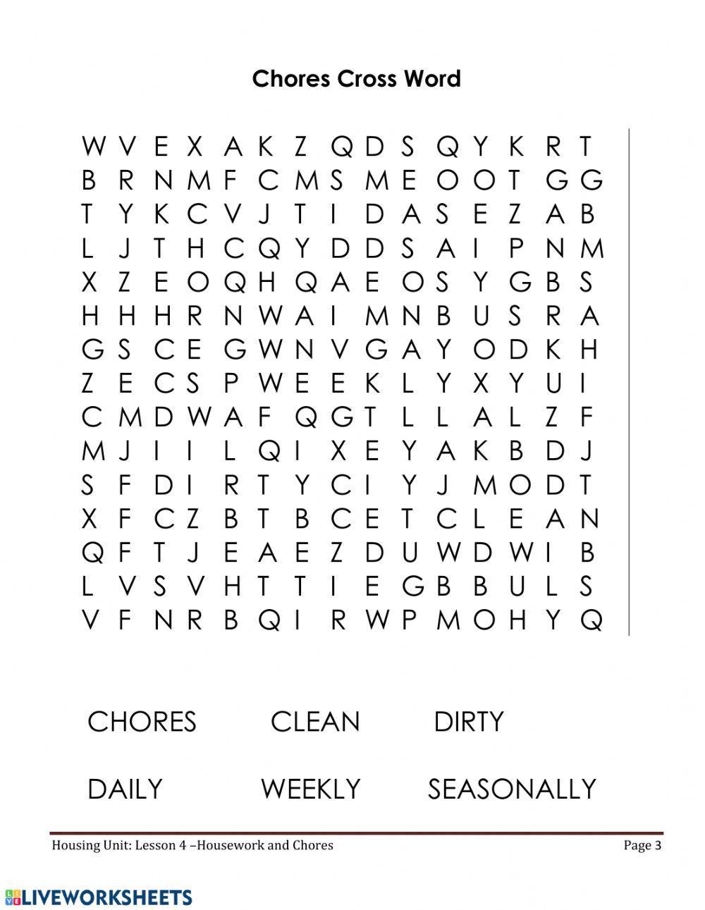 chores part 2 | Free Interactive Worksheets | 114818