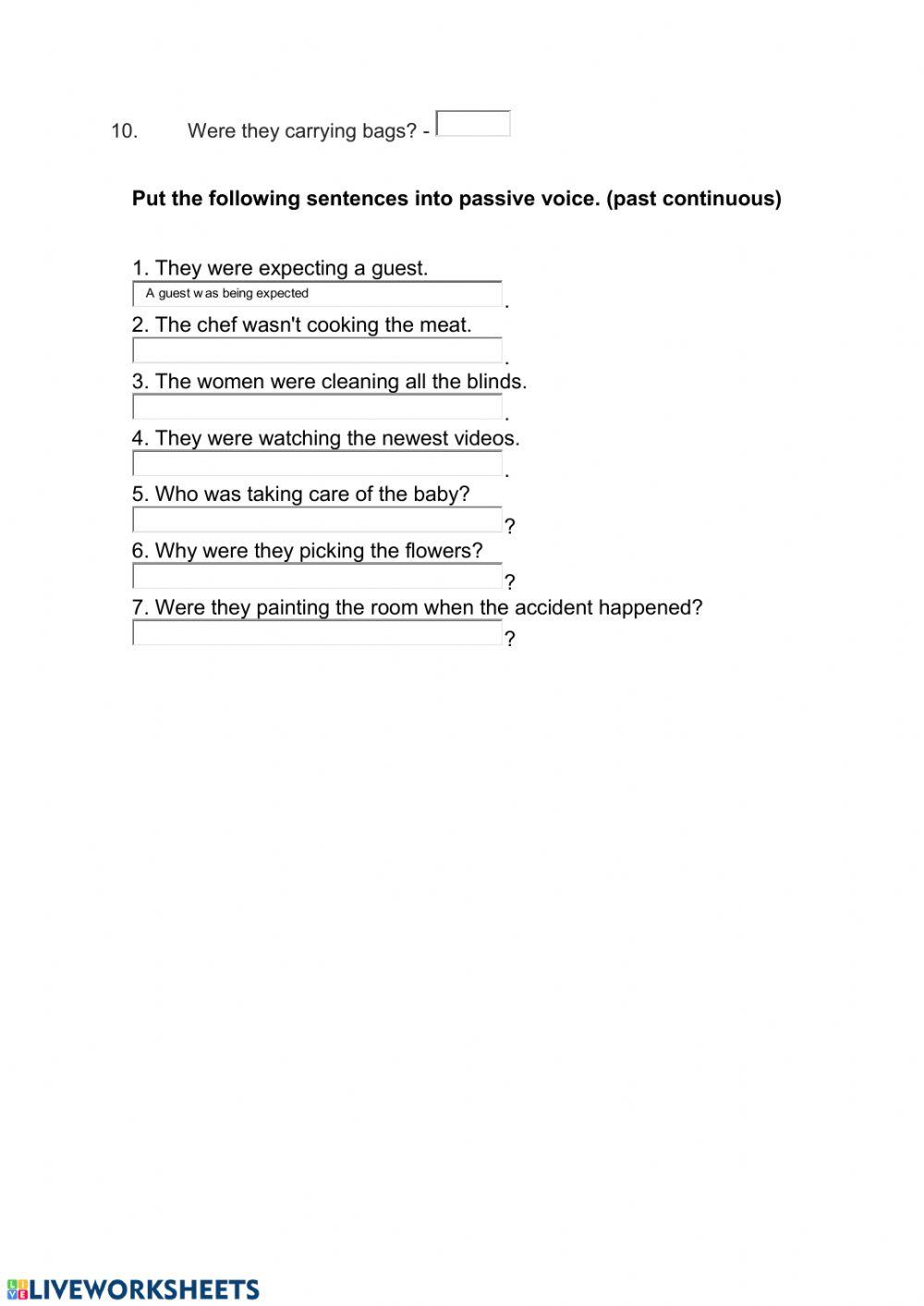 The passive. Past continuous online exercise for | Live Worksheets