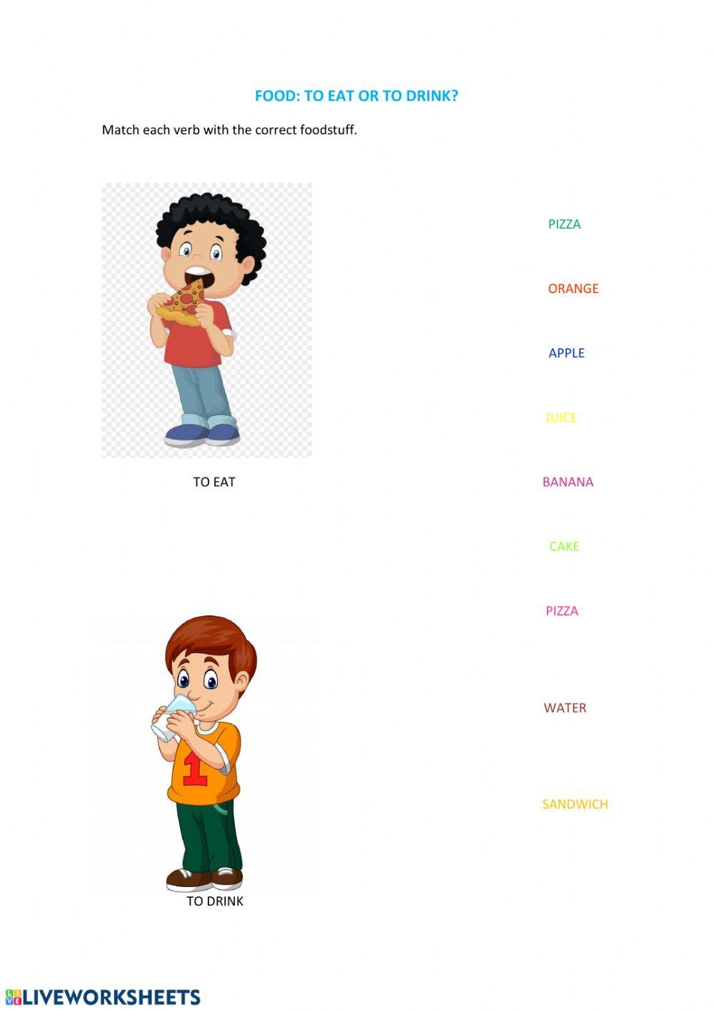food: eat and drink worksheet | Live Worksheets