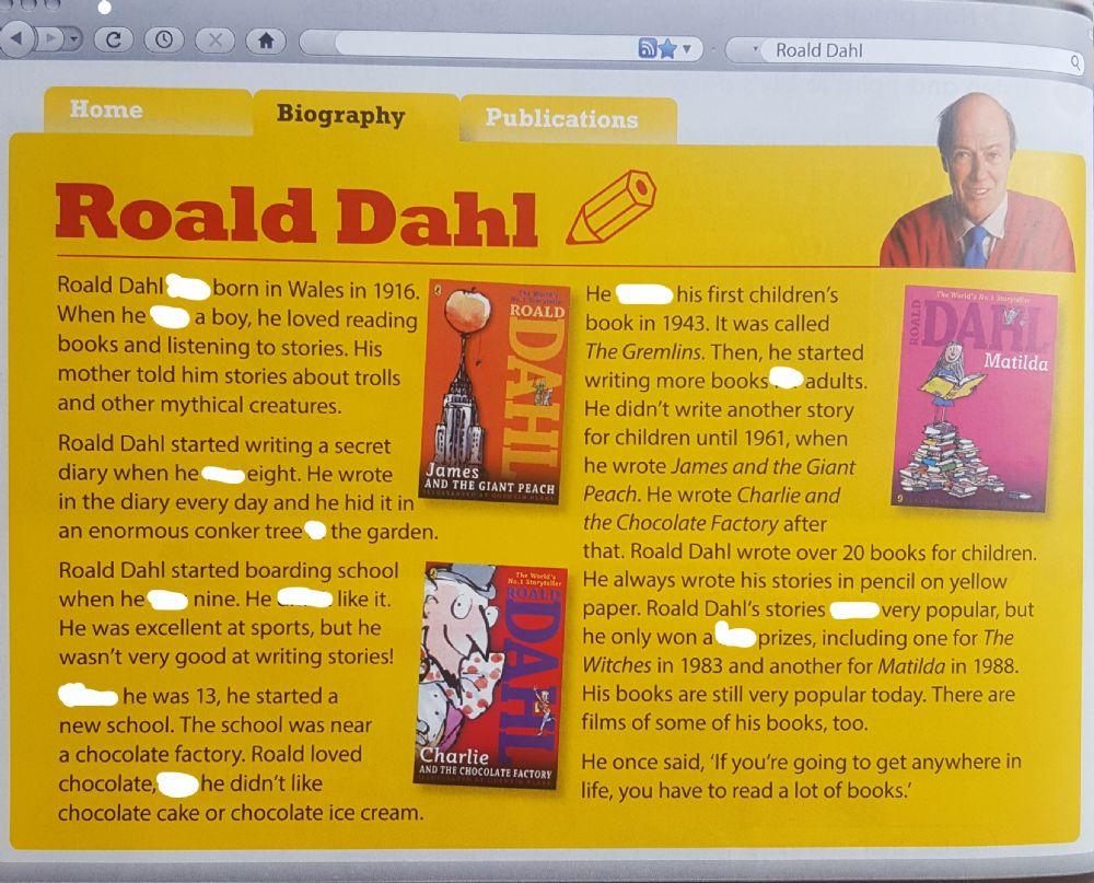 Roald Dahl worksheet | Live Worksheets