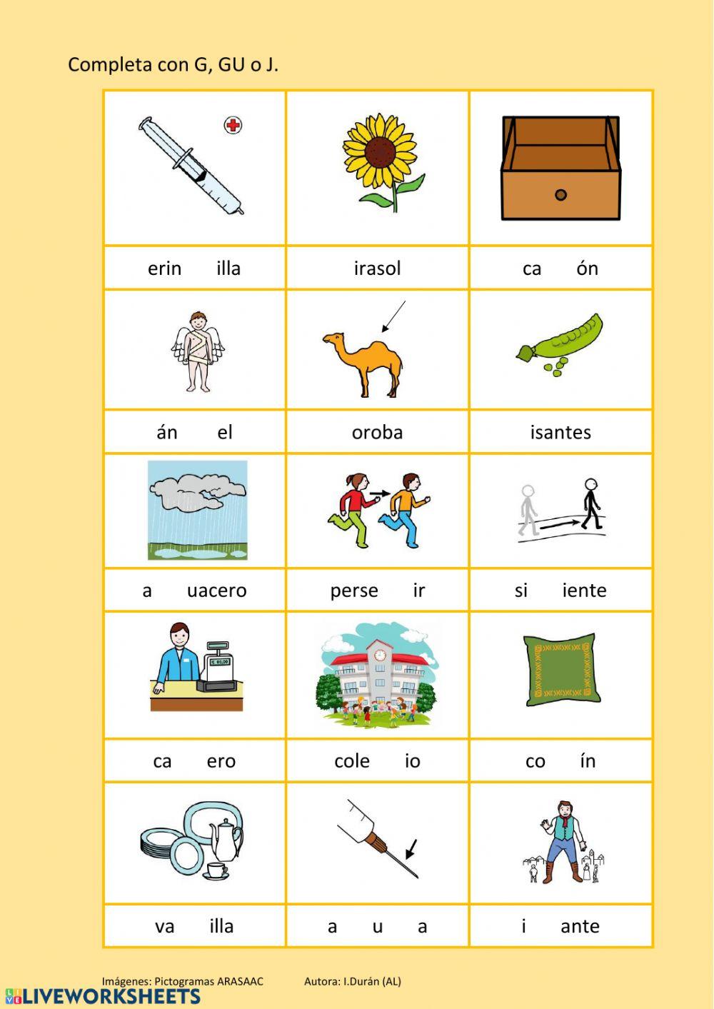 G, gu, j | LiveWorksheets | 119291