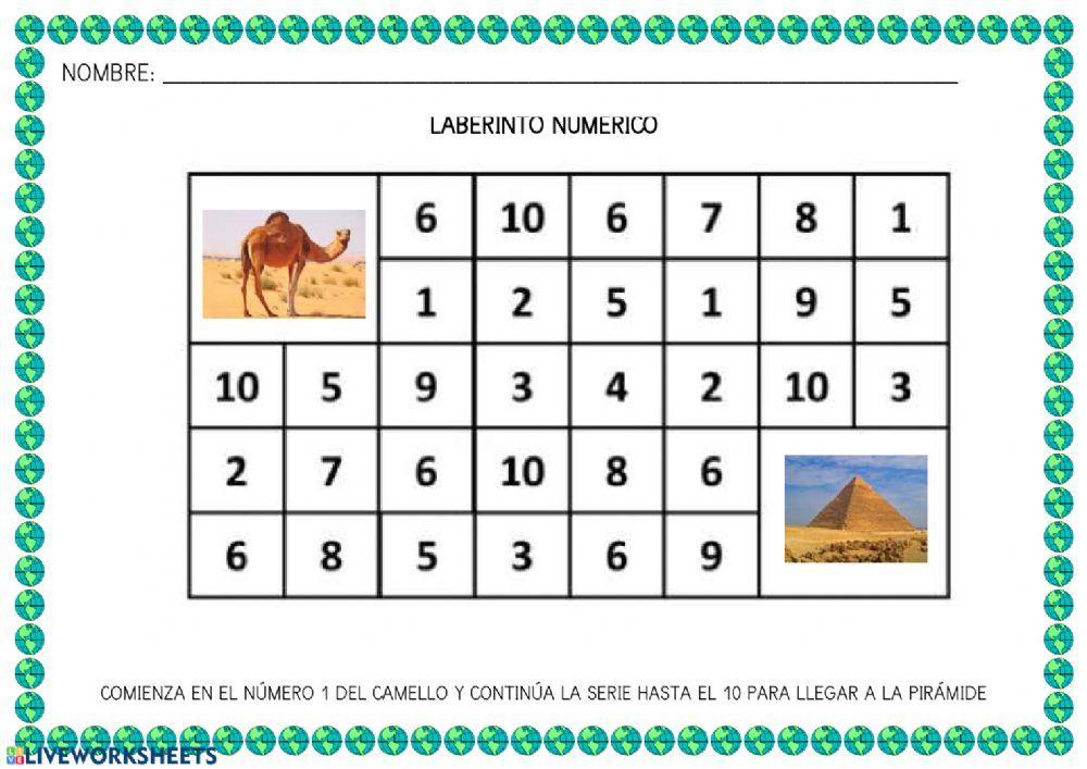 Laberinto numérico worksheet | Live Worksheets