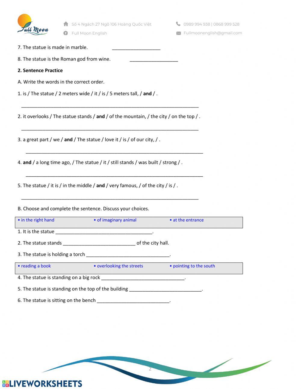 Unit 11-A famous statue worksheet | Live Worksheets
