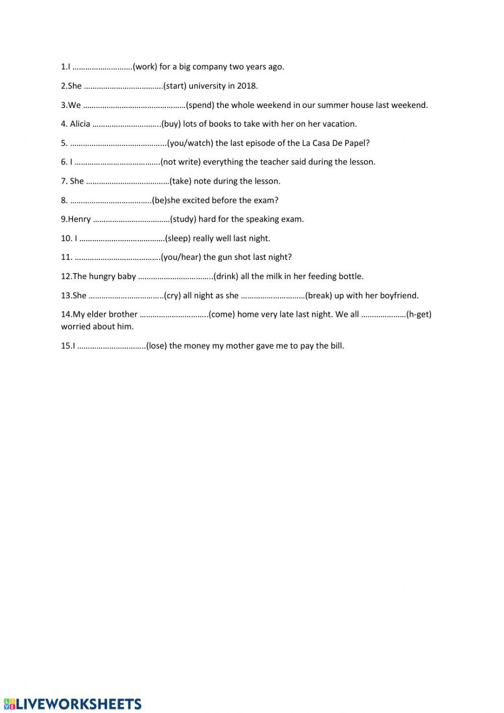 Simple Past Tense Exercise | Senem Kaleli | Live