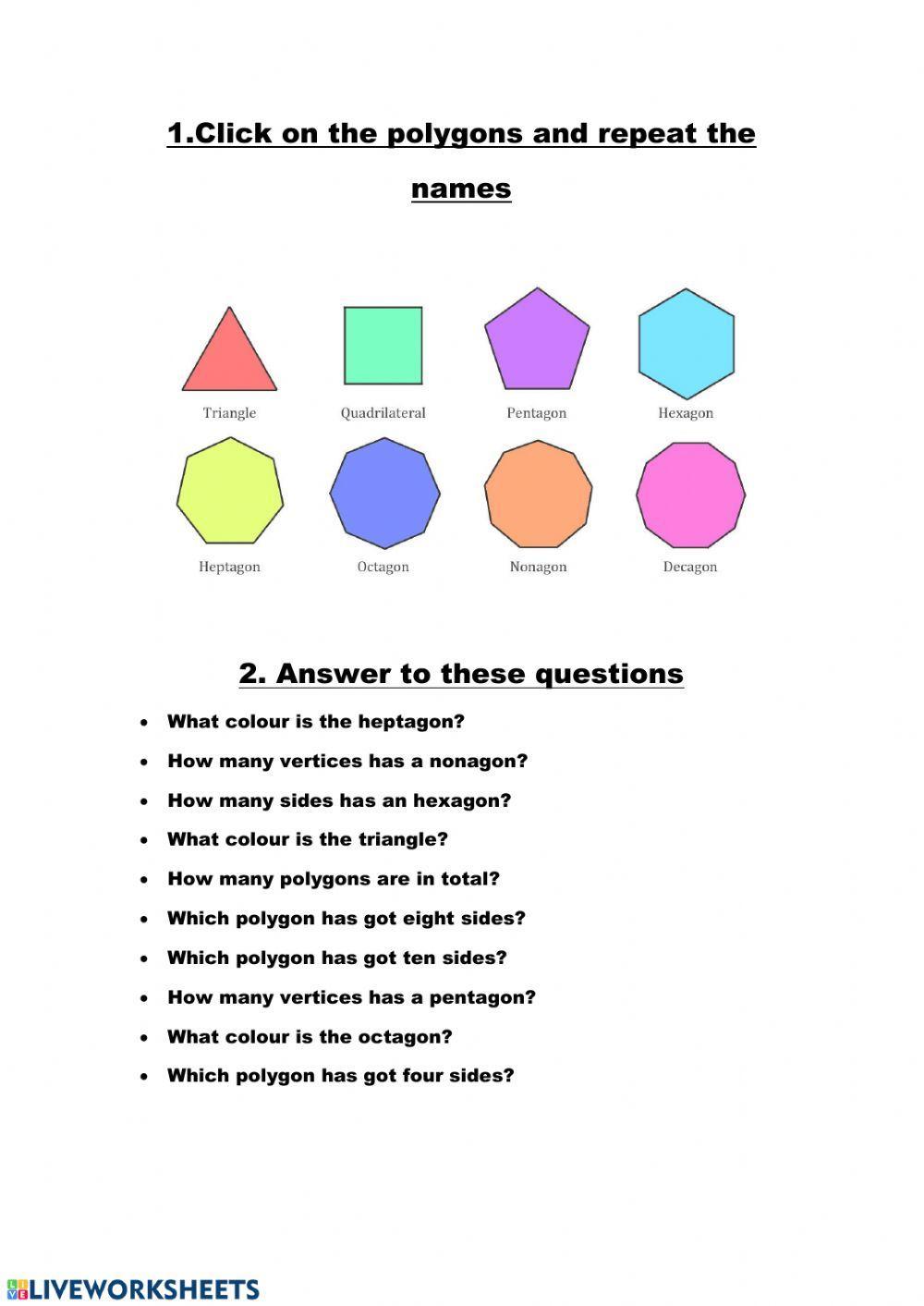 Polygons | Free Interactive Worksheets | 120389