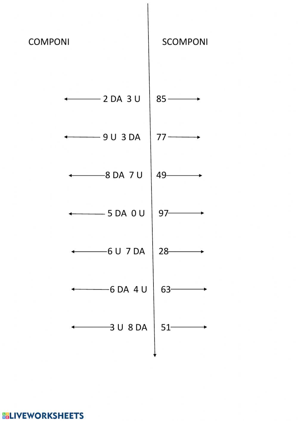 Componi - scomponi worksheet | Live Worksheets