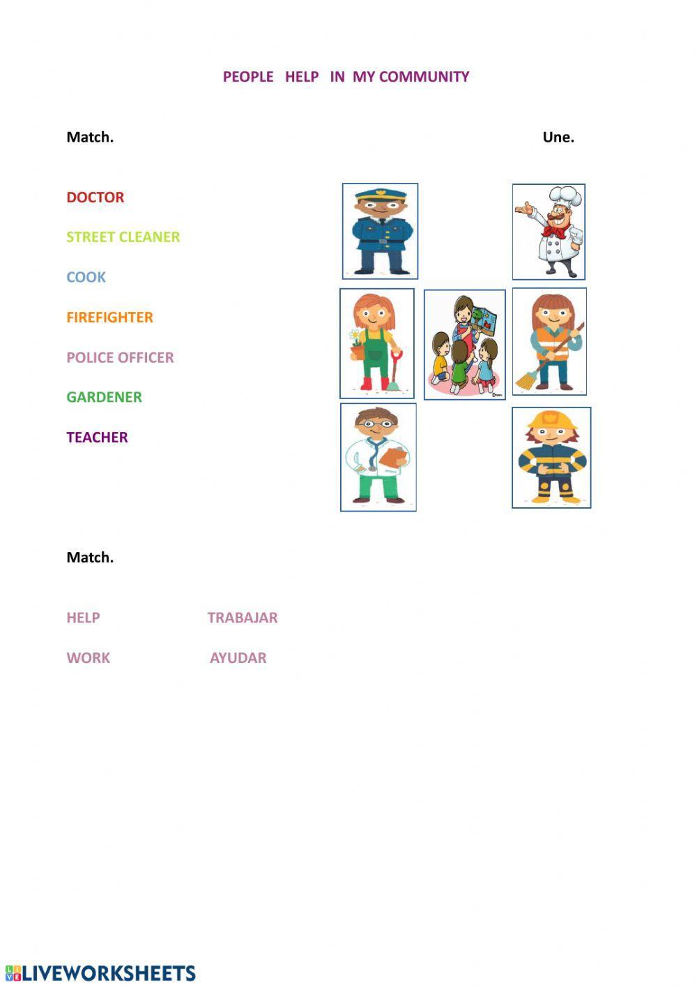 People help in my community interactive worksheet | Live Worksheets