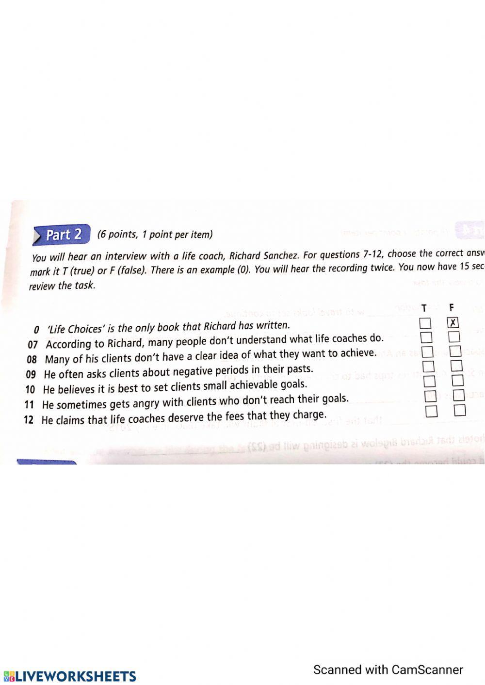 Listening test 7 (Listening exam practice B2) online exercise for ...