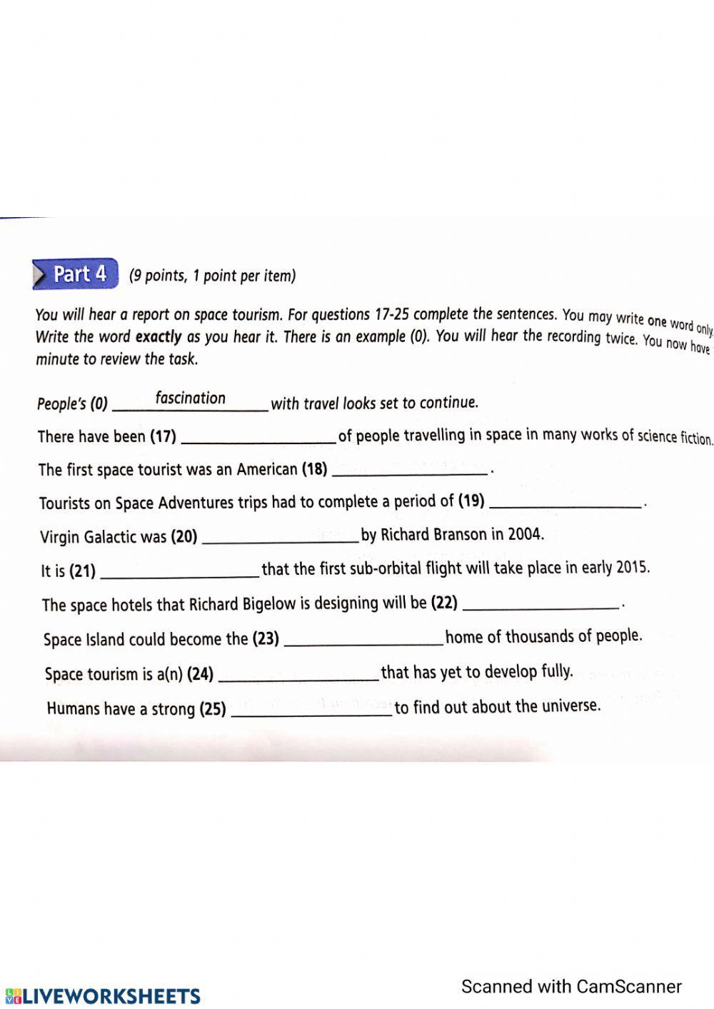 Listening test 7 (Listening exam practice B2) online exercise for ...