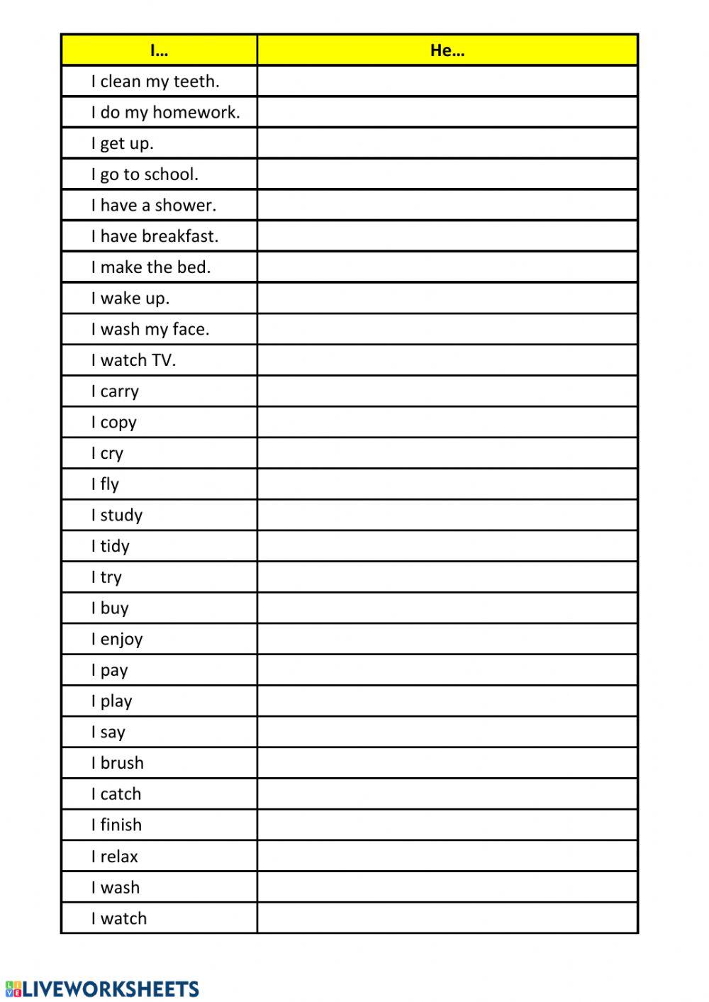 Present simple - HE worksheet | Live Worksheets