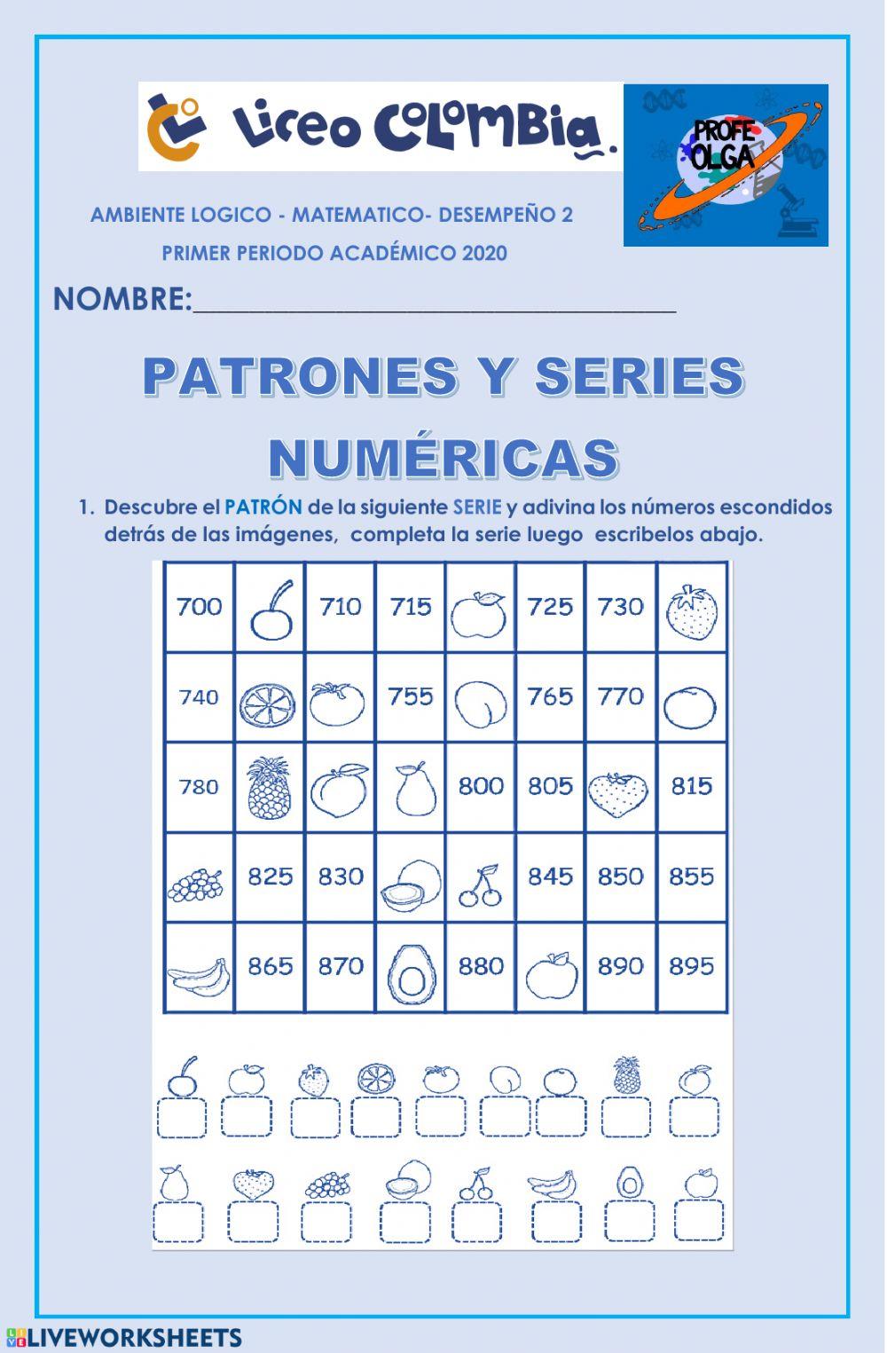 Patrones y seri… | Free Interactive Worksheets | 121083