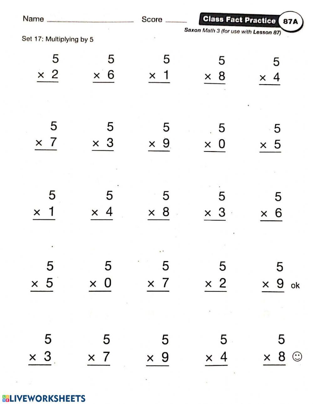 saxon 87 worksheet | Live Worksheets