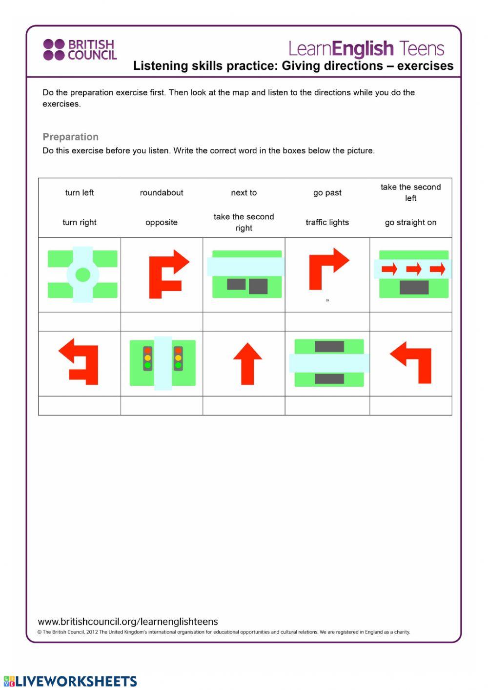 ASKING FOR AND GIVING DIRECTIONS TEST 1 5515287