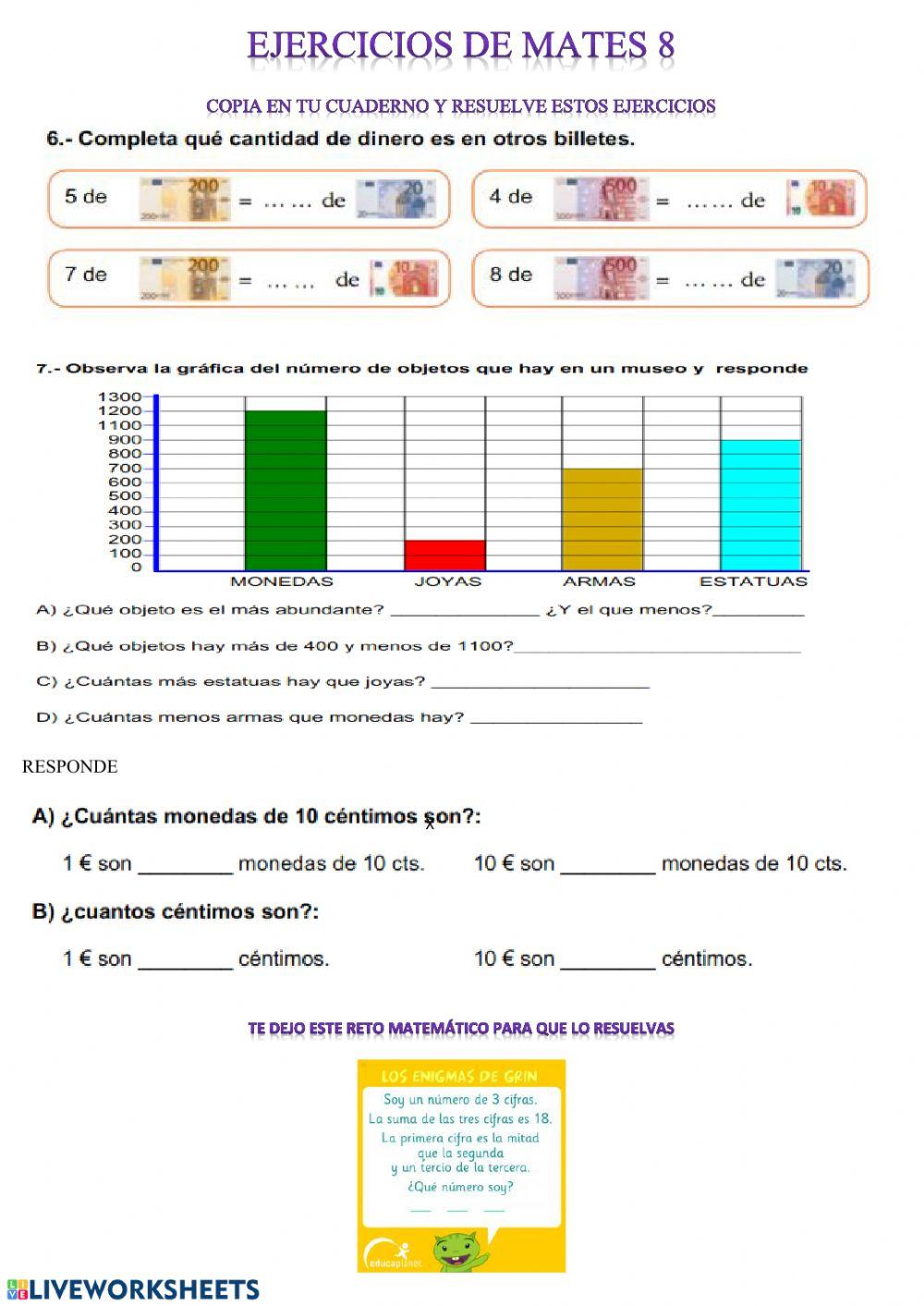 Ficha de matemáticas interactiva interactive worksheet | Live Worksheets