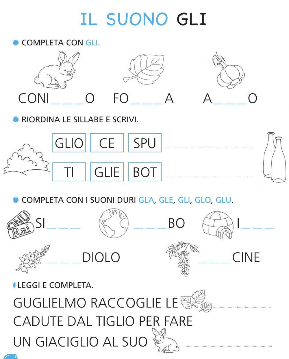 Gli worksheet | Live Worksheets