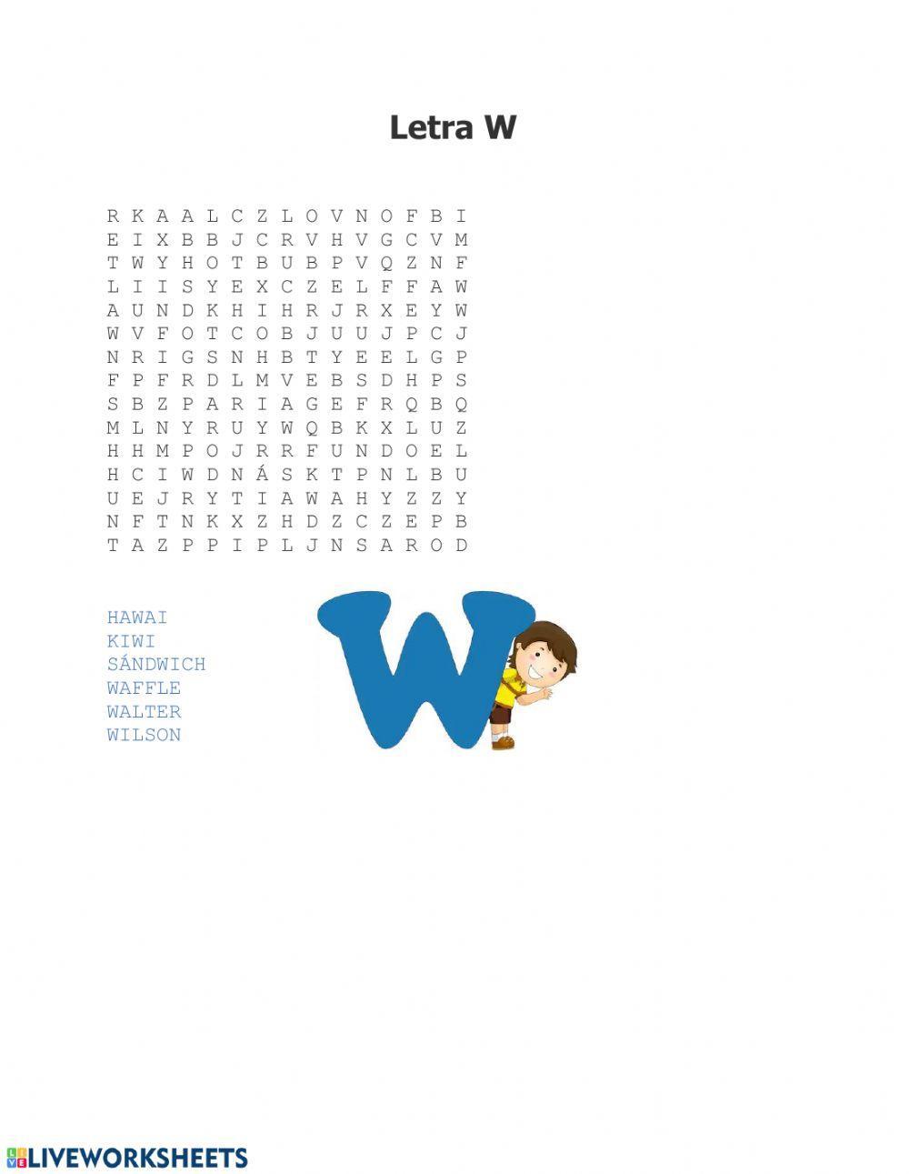 122637 | Letra W | maricely16 | LiveWorksheets