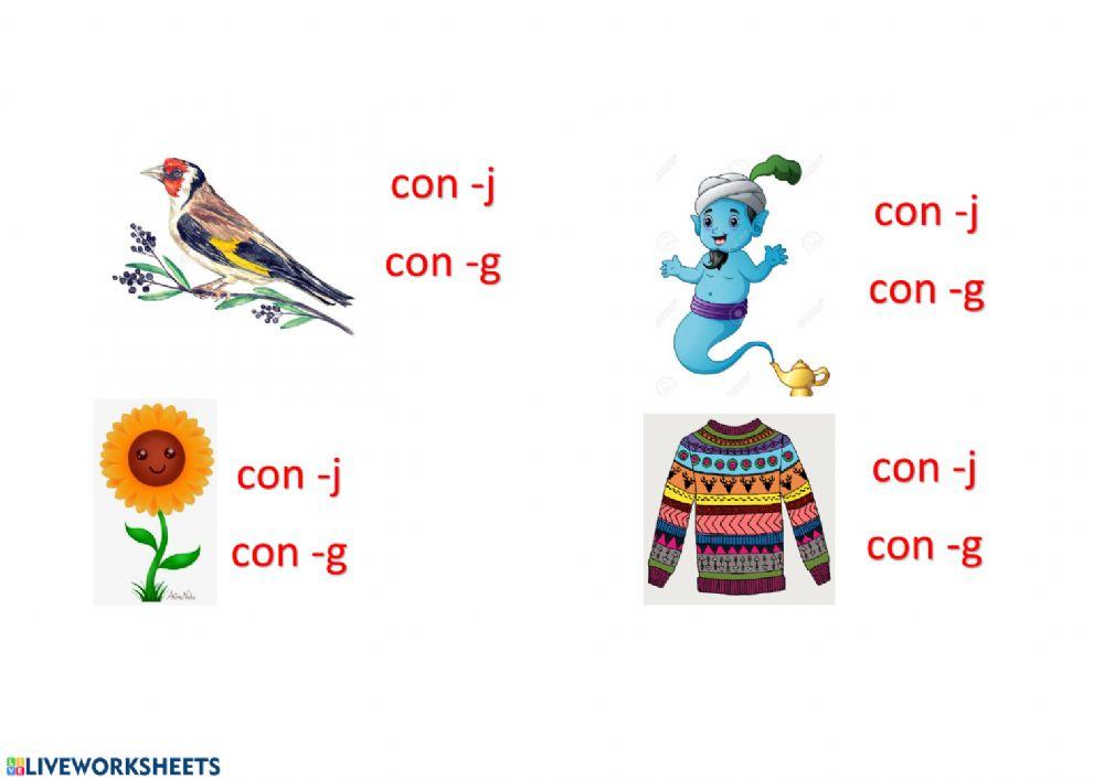 Palabras con ge gi worksheet | Live Worksheets