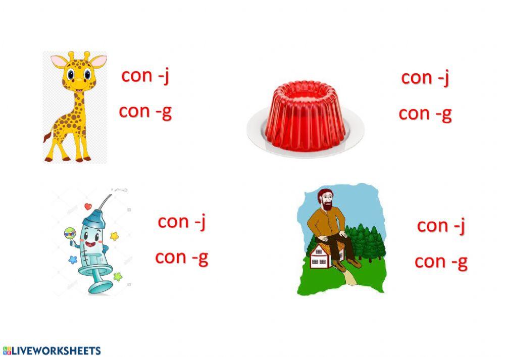 Palabras con ge gi worksheet | Live Worksheets