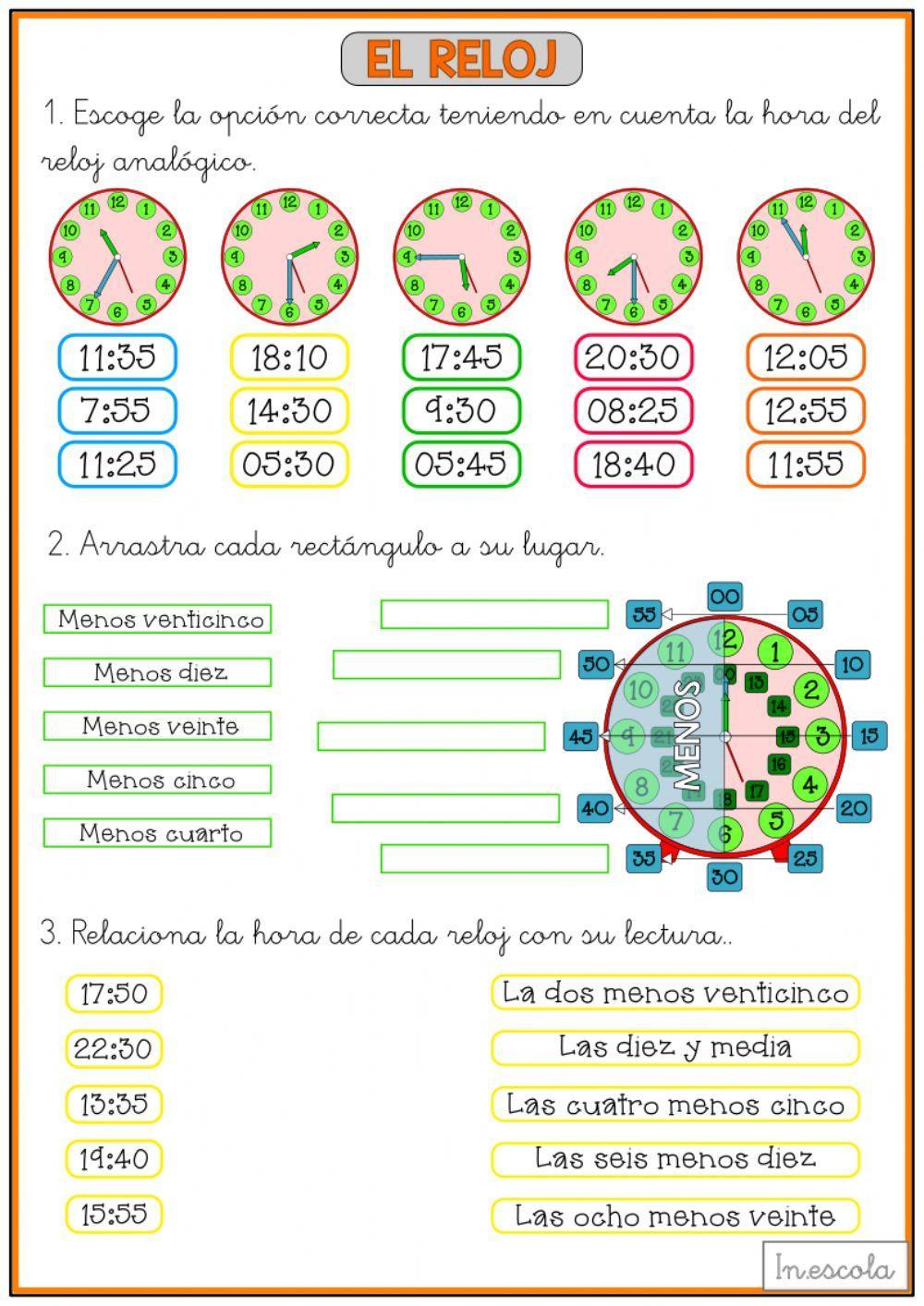 Relojes 4 | Free Interactive Worksheets | 123323