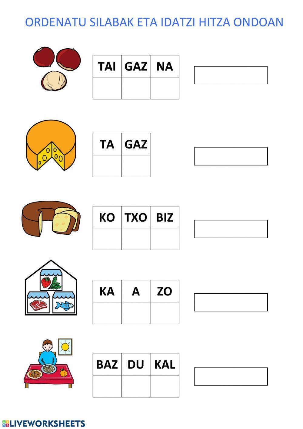 Silabak worksheet | Live Worksheets
