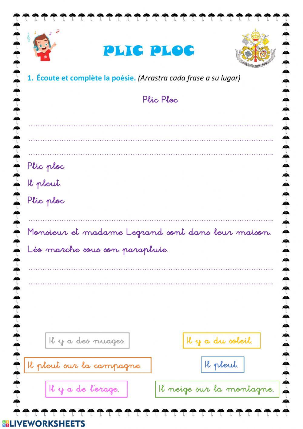 Plic Ploc | SPA_Laura_Martinez | Live Worksheets