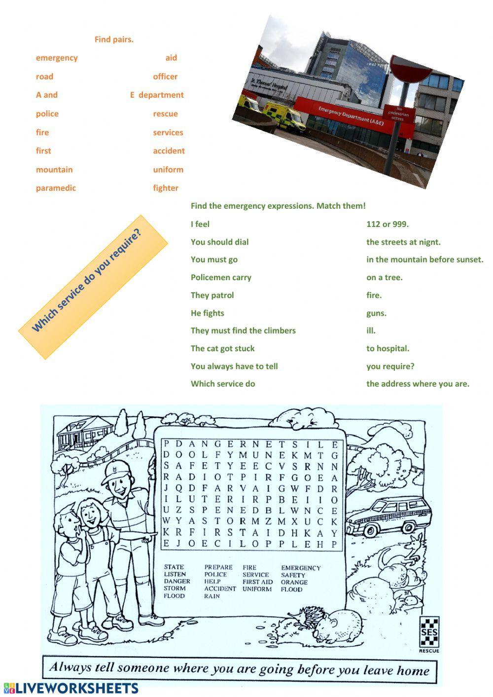 Emergency servi… | Free Interactive Worksheets | 123980