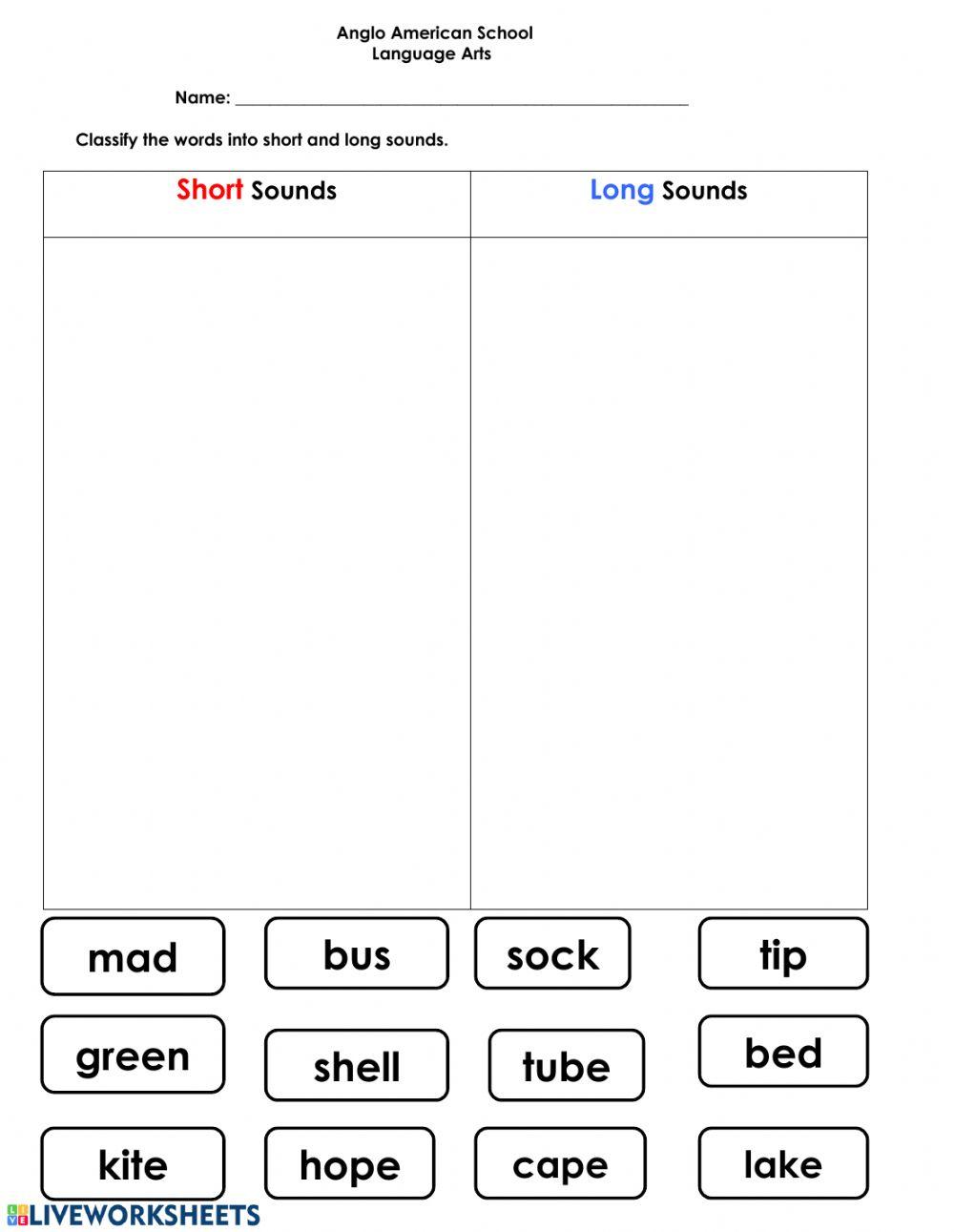 Spellling words worksheet | Live Worksheets