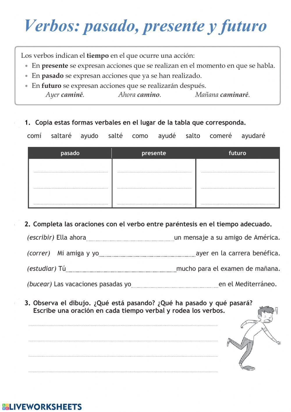 Lengua Y Literatura El Verbo En Tiempo Presente Pasad
