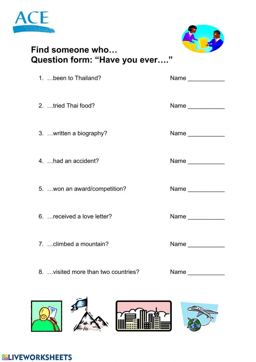 Find Someone Who worksheet | Live Worksheets